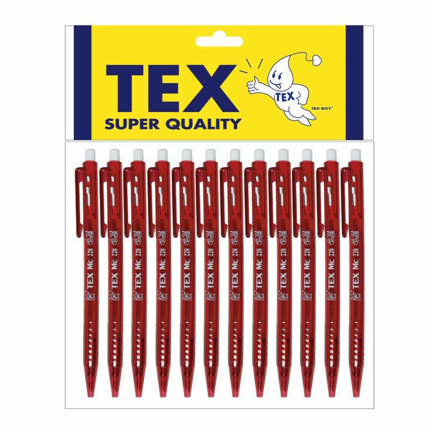 TEX MC 228 STD ปากกาลูกลื่น หัว 1 มม. สีแดง แพ็ค 12 ด้าม | Shopee Thailand