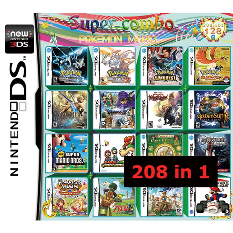 208 เกมใน 1 ตลับหมึกเกม Multicart สําหรับ nintendo switch DS NDS NDSL ...