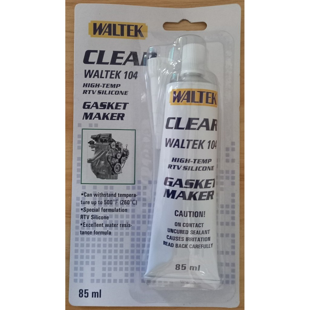กาวปะเก็นซิลิโคน ทนความร้อนสูง เหนียว ยืดหยุ่น WALTEK 104 CLEAR HIGH-TEMP RTV SILICONE 85ml กาว ...