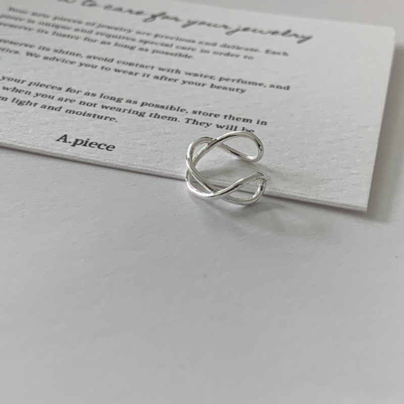 A.piece ต่างหูเงินแท้ ต่างหูหนีบ [all silver 925] double twist earcuff (809) | Shopee Thailand