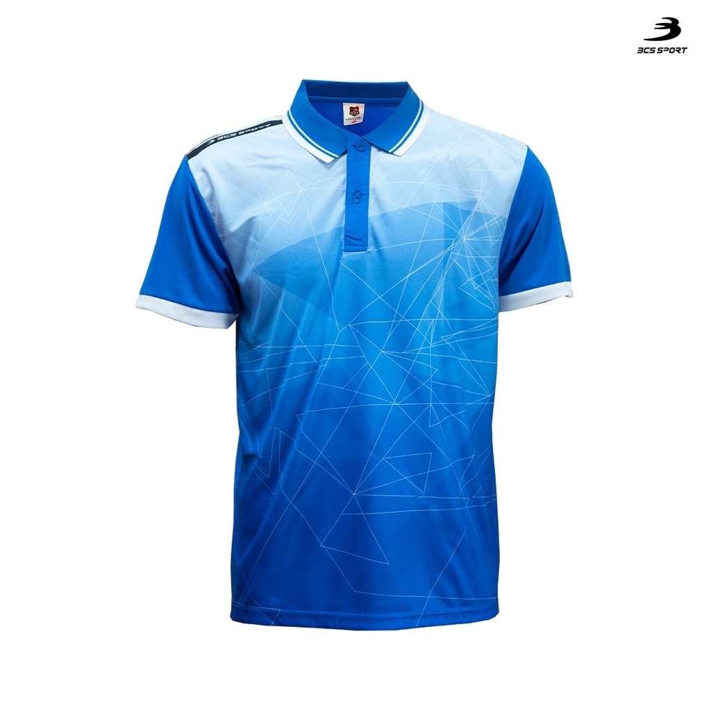 BCS SPORT เสื้อพิมพ์ลาย/กีฬา คอโปโล ปกสปอร์ต สีน้ำเงิน UNISEX เนื้อผ้า ...