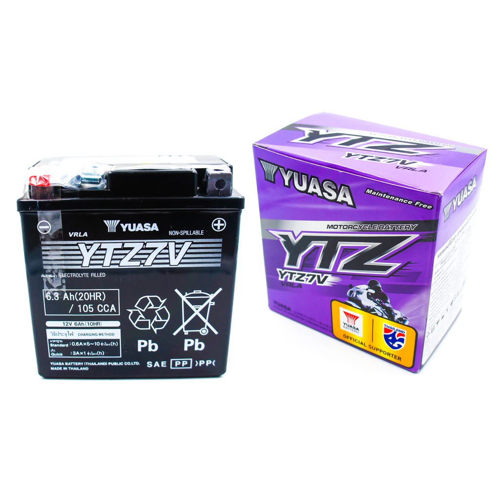 YUASA แบตเตอรี่แห้ง YTZ-7V (12V6.3Ah) สำหรับ N-MAX, PCX-2018, CBR หัว ...
