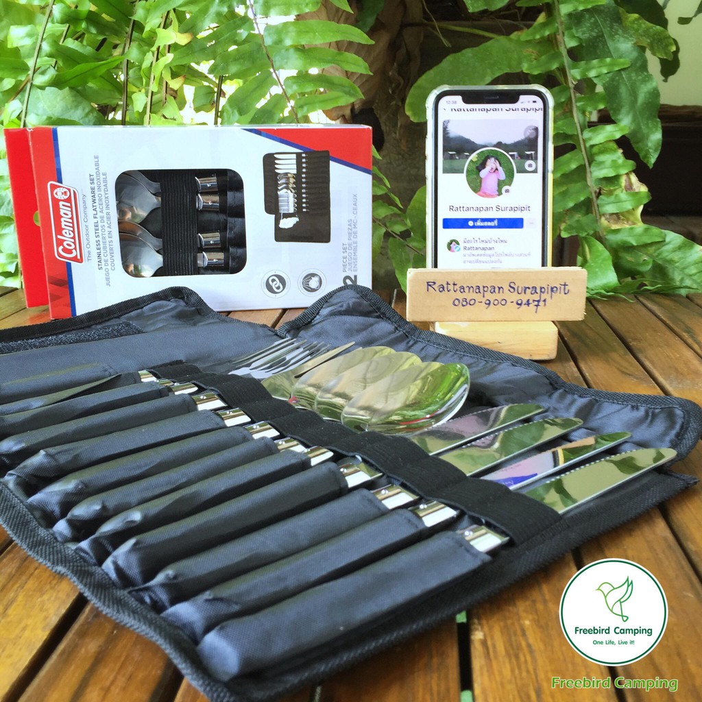 ชุด ช้อน COLEMAN Stainless Steel Flatware Set ช้อน ส้อม มีด 12ชิ้น ...