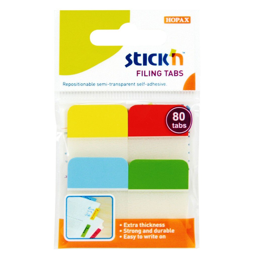 ฟิล์มโน้ตดัชนี ชนิดแข็ง Filing Tabs STICK’N #21607 ขนาด 38×25 มม. (4 ...