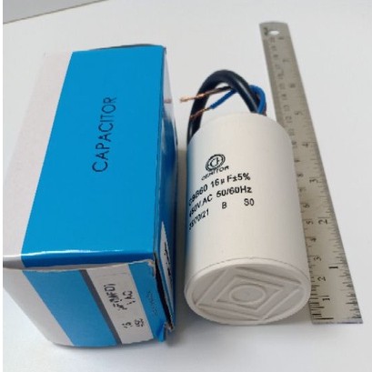 CAP RUN 16MF450VAC capaitor CBB60 สำหรับปั๊มน้ำ ปั๊มลม แบบทรงกลม สาย2 ...