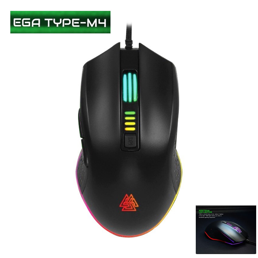 EGA Type M4 Gaming Mouse เมาส์เกมมิ่ง เมาส์มาโคร Mouse Macro 6400 DPI ...
