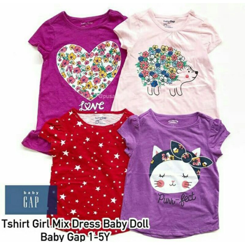 เสื้อยืด ลาย GIRL MIX BABY DOLL KIDS // BABY GAP // ไซซ์ 1-5 (1-5 ปี) | Shopee Thailand