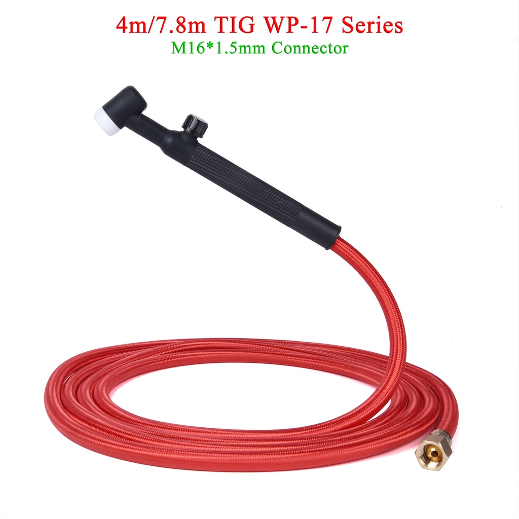 4m/13ft 7.8M/25.6ft WP17F 17FV ไฟฉายเชื่อม TIG ท่ออ่อนสายไฟ M16*1.5 มม. ...