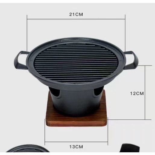 หม้อสุกี้นาเบะญุี่ปุ่น กะทะปิ้งย่างมินิ พร้อมฐานไม้รองกันความร้อน ...