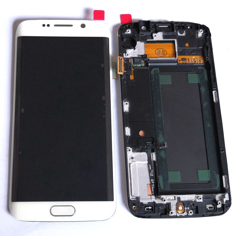กรอบกระจกหน้าจอ LCD สำหรับ Samsung Galaxy S6 Edge G925f g925 amoled ...