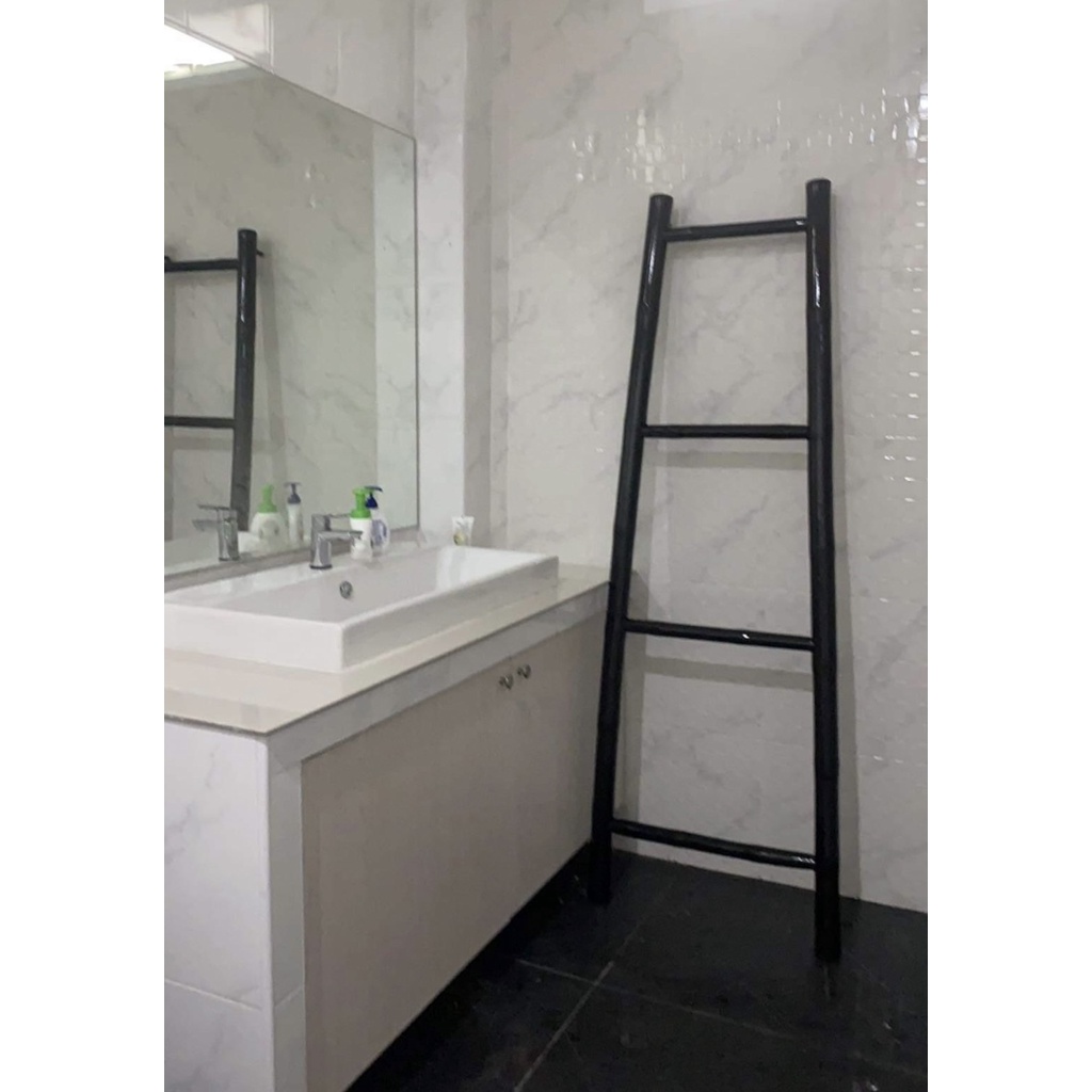 บันไดพาดผ้า บันไดไม้ไผ่ ราวพาดผ้า สูง 150 cm. 180 cm บันไดพิงผนัง บันได ...