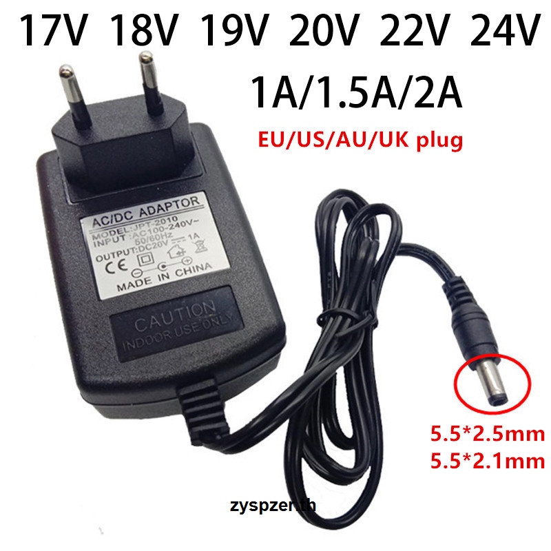 อะแดปเตอร์พาวเวอร์ซัพพลาย 17V 18V 19V 20V 22V 24V Eu Us Uk Au 17 18 19 20 22 24 โวลต์ V Ac/Dc 1A ...