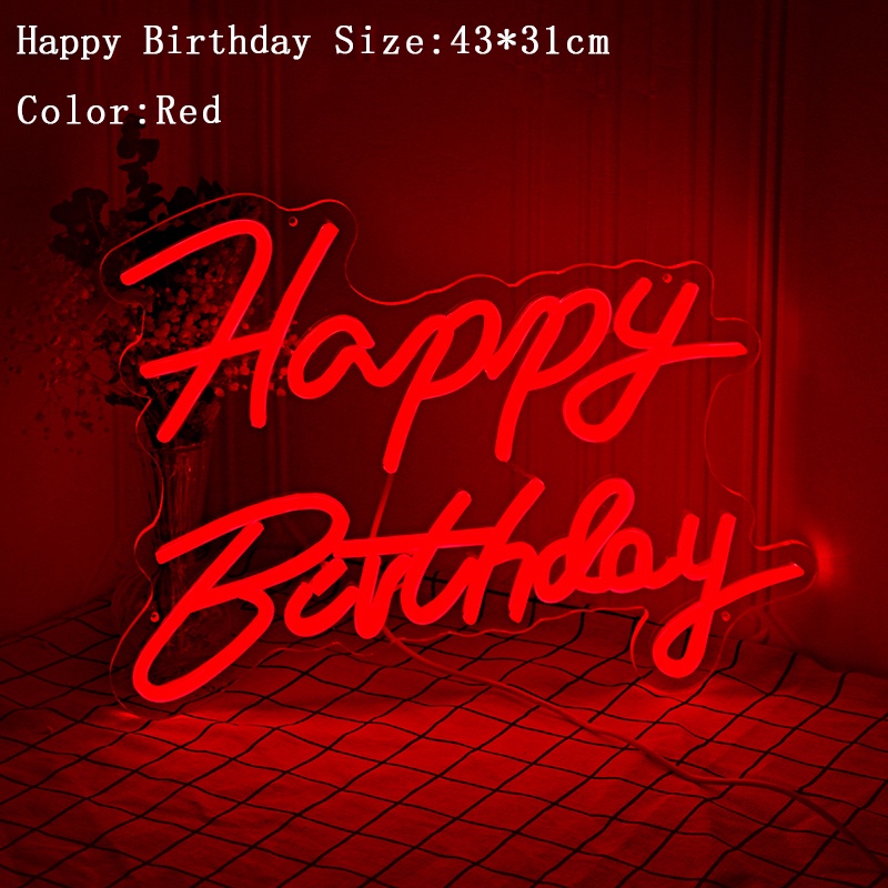 Happy Birthday Led Neon Sign Indoor Wall Lights Party Wedding Shop