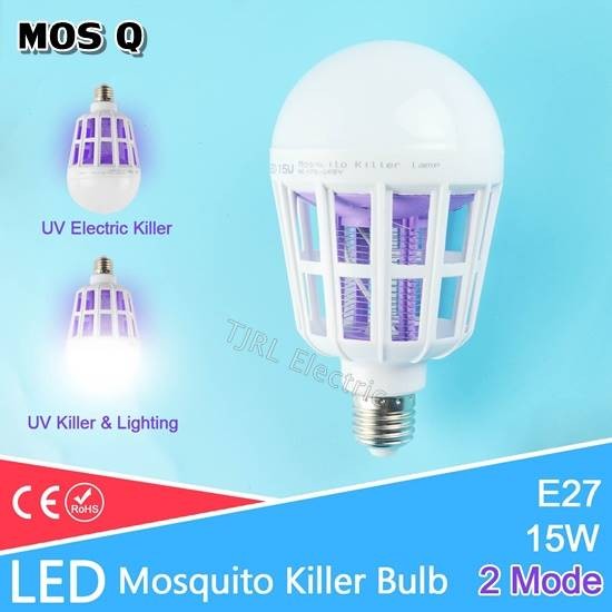 Mos Q หลอดกำจัดแมลง LED 2IN1 ทรงกลม 15W แสงขาว x 1 หลอด ฟรี ขั้วห้อยพร้อมสาย 5 M | Shopee Thailand