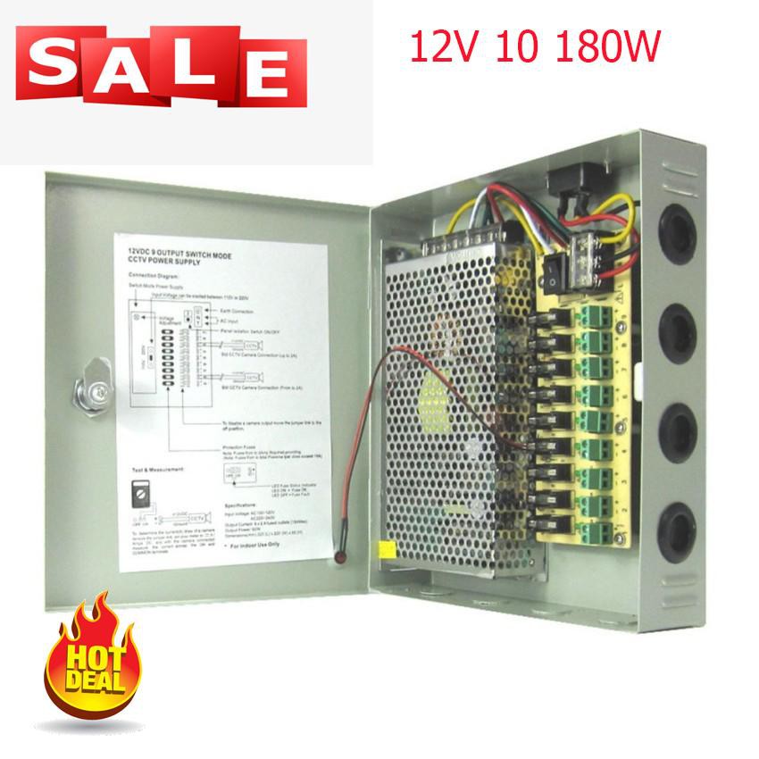 ชุดจ่ายไฟกล้องวงจรปิด Power Supply Box 12V 10A 180W CCTV Power Supply ...