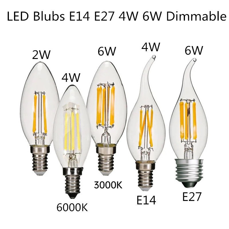 หลอดไฟ LED E14 E27 หรี่แสงได้ 2W 4W 6W สไตล์วินเทจ | Shopee Thailand