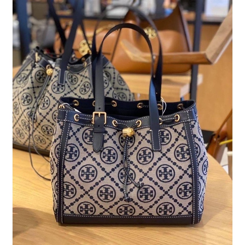 แท้💯outlet TORY BURCH FACTORY MONOGRAM JACQUARD TOTE BAG กระเป๋าถือ ...