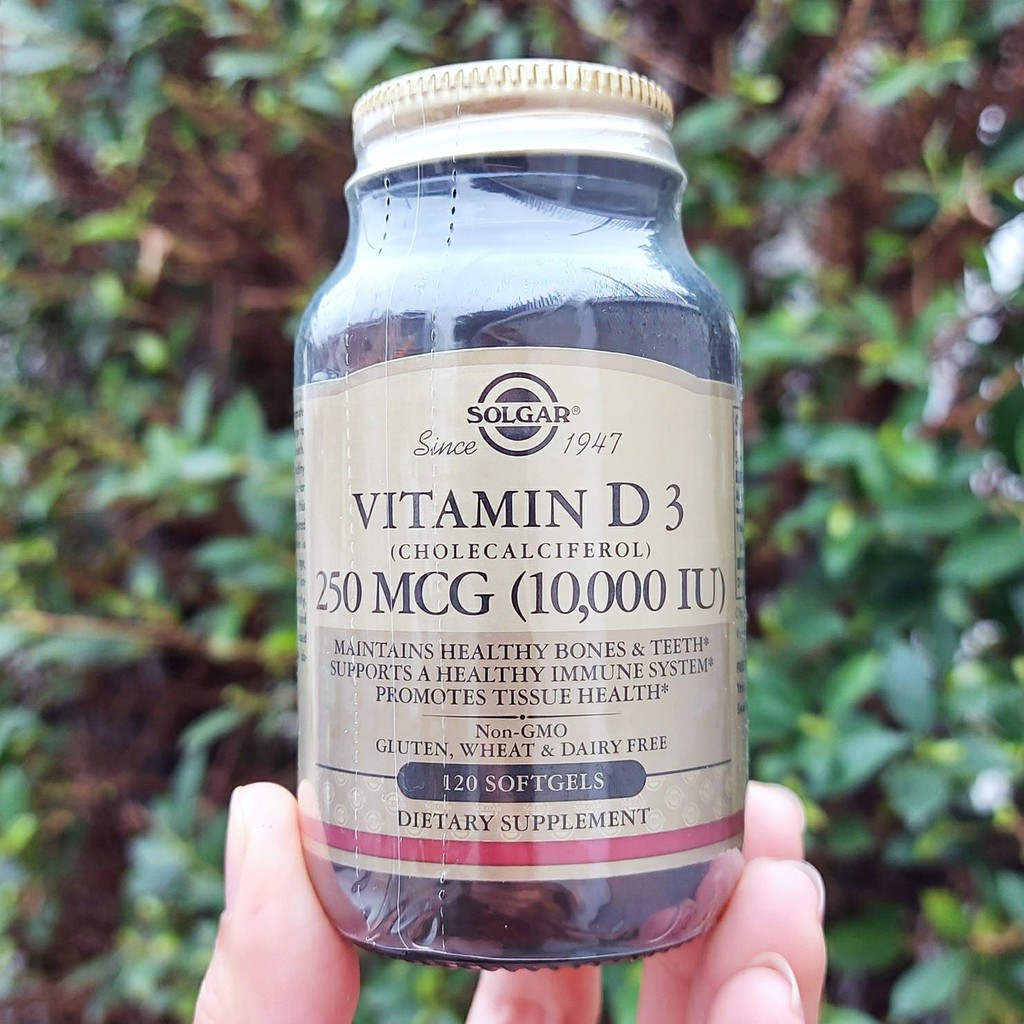 วิตามินดี3 Vitamin D3 (Cholecalciferol) 250 mcg (10,000 IU) 120 Softgels (Solgar®) | Shopee Thailand