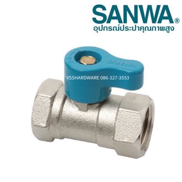 Sanwa มินิบอลวาล์ว ทองเหลือง เกลียวใน+เกลียวใน 1/2 นิ้ว ( Mini Ball Valve - Stop Valve ...