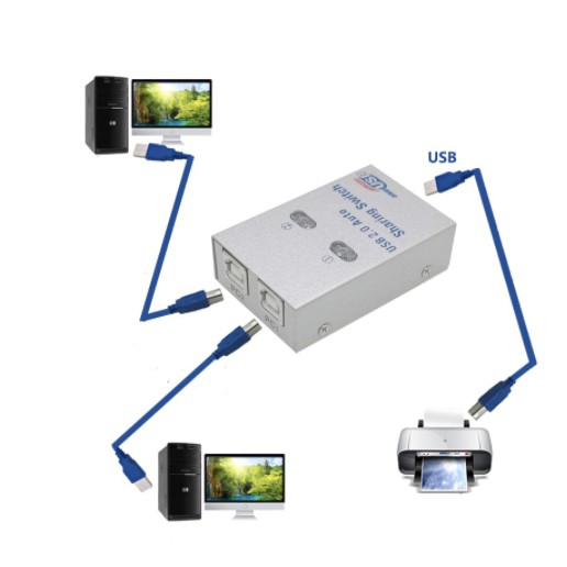 USB Sharing SWITCH Converter Splitter คอมพิวเตอร์อุปกรณ์ต่อพ่วงสำหรับ 2 ...
