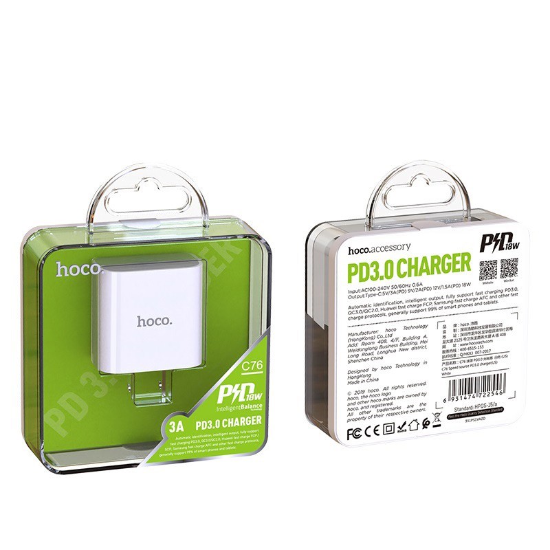 หัวชาร์จ Hoco C76 Speed source PD3.0 charger(US) | Shopee Thailand