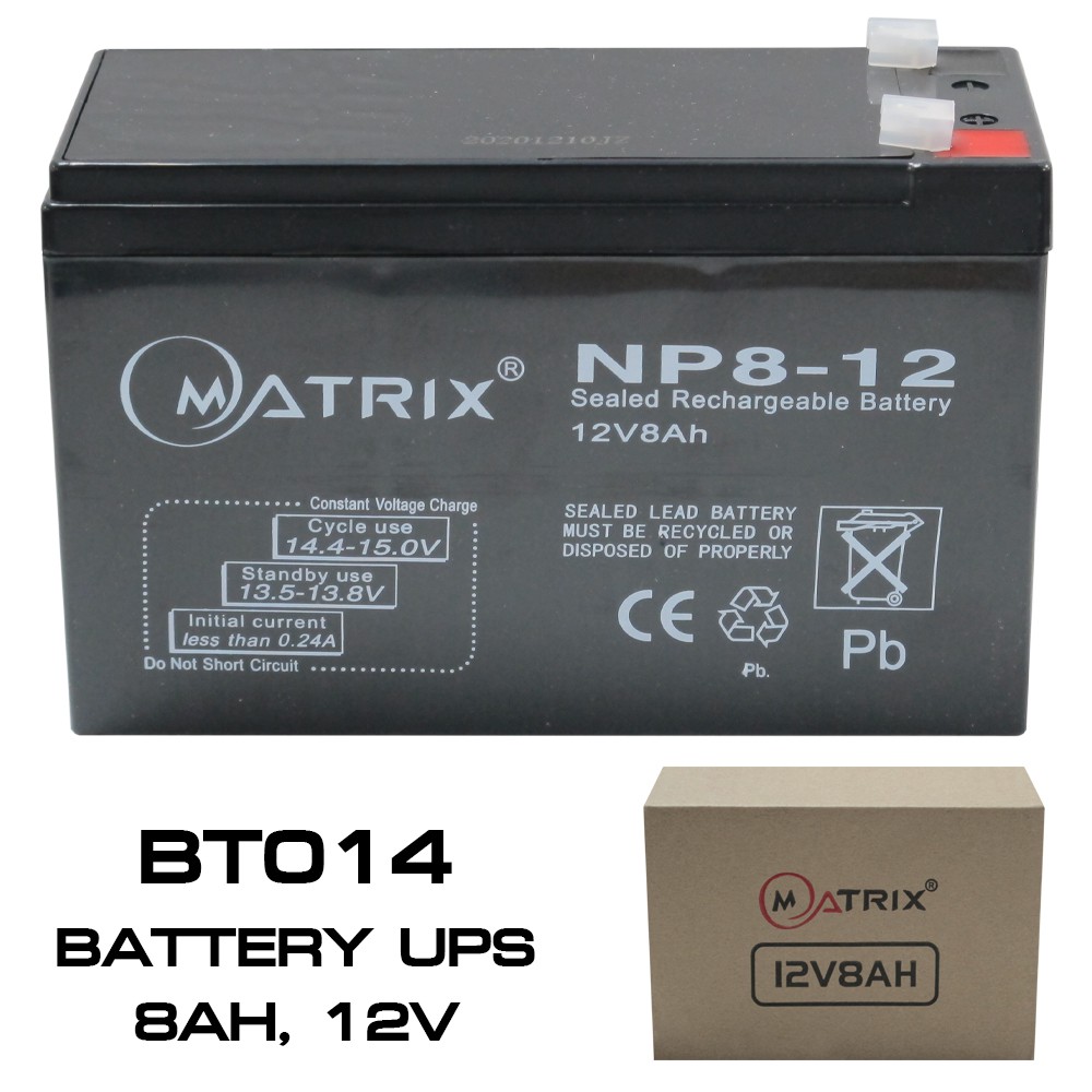 MATRIX แบตเตอรี่ แบตสำรองไฟ Battery UPS 12V 8AH BT014 | Shopee Thailand