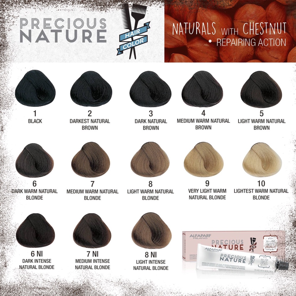 Alfaparf Precious Nature color creme 60ml. ยาย้อมผมปกปิดผมขาวปราศจาก ammonia , PPD , Resorcinol ...