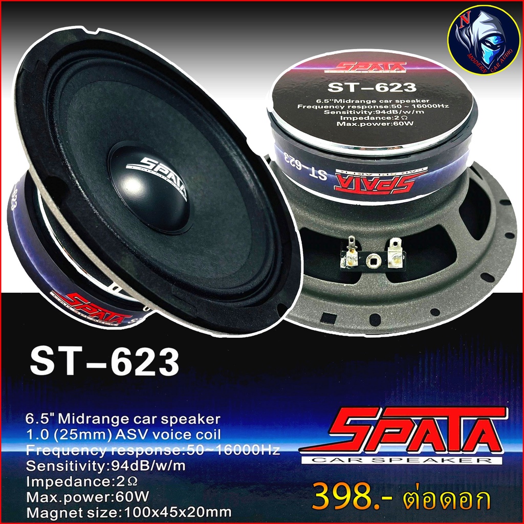 ลำโพงเสียงกลางติดรถยนต์ 6.5 นิ้ว SPATA ST-623 ลำโพงลูกโดดพร้อมฝาตะแกรงหน้าดอก (ราคาต่อดอก ...