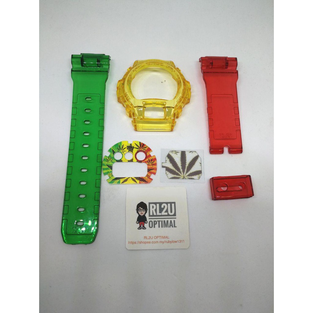 [RL2U] Dw6900 JELLY BAND AND BEZEL RASTA + FACEPLATE + BAKCLIGHT ...