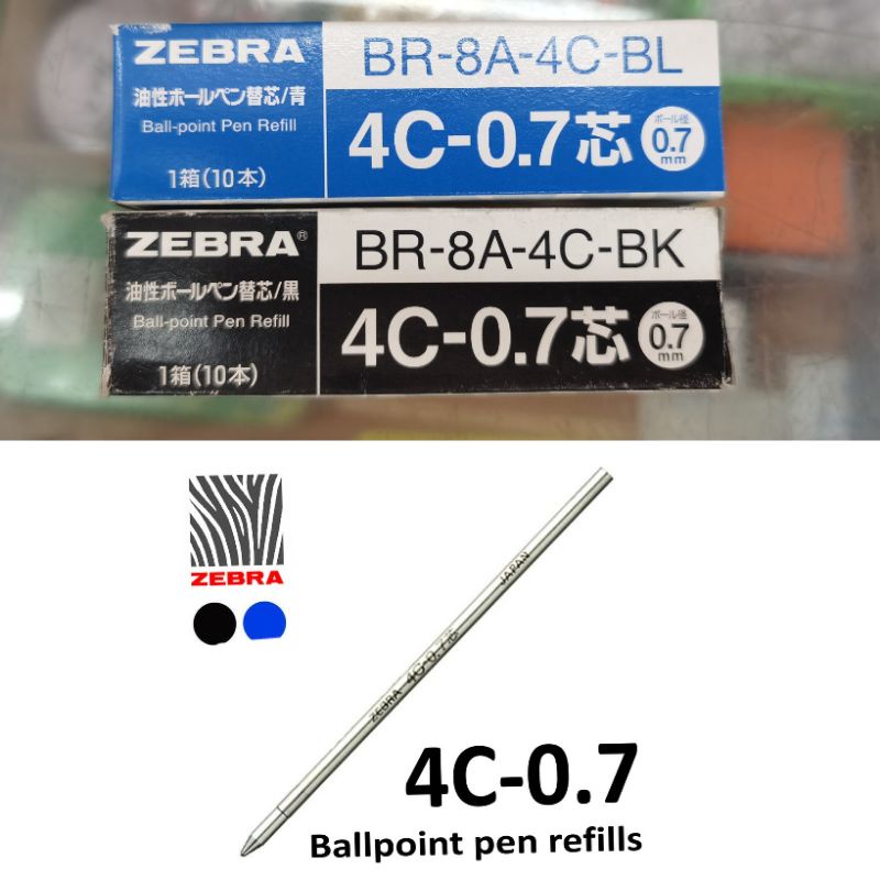 [พร้อมส่ง] ไส้ปากกา Zebra 4C - 0.7 สีน้ำเงิน, สีดำ | Shopee Thailand