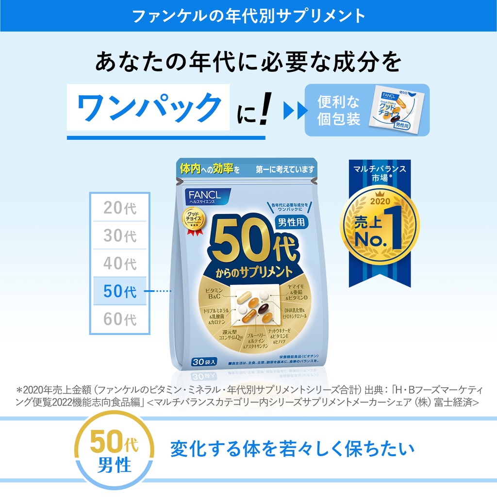 Fancl Good Choice Men 50s (ฉลากญี่ปุ่น) ฟังเคล สำหรับผู้ชาย 50-59 ปี ...