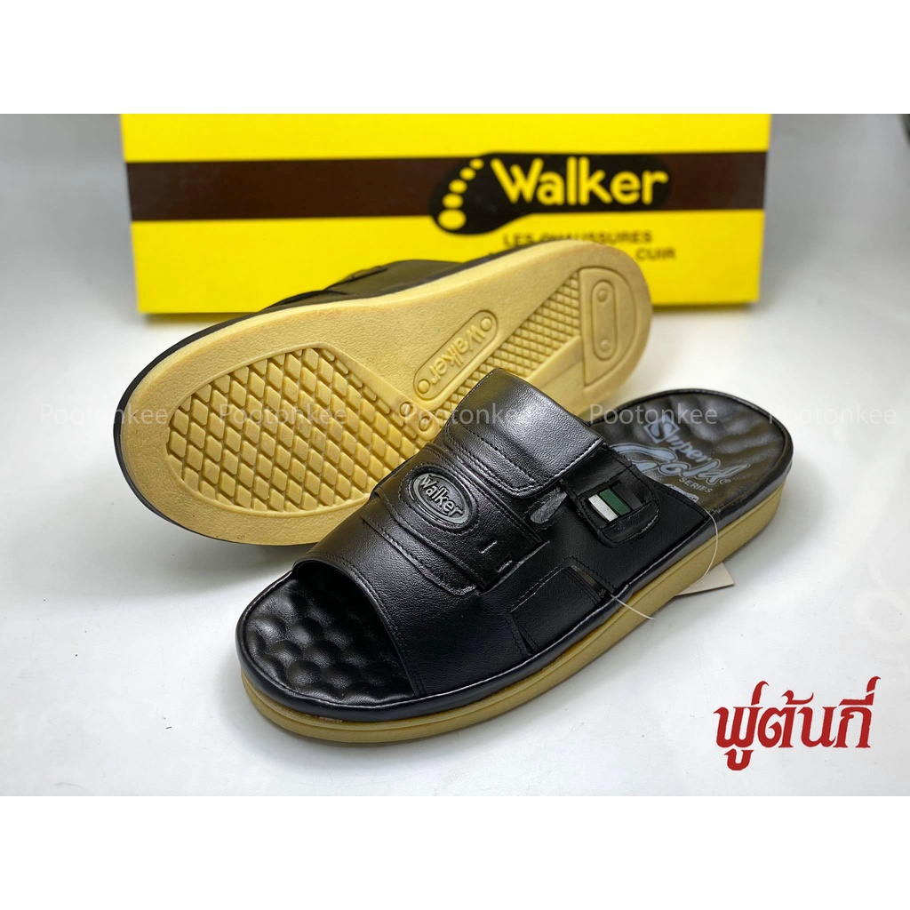 WALKER รุ่น M2157 รองเท้าแตะวอคเกอร์ รองเท้าหนังแท้ สีดำ สีน้ำตาล ของ ...