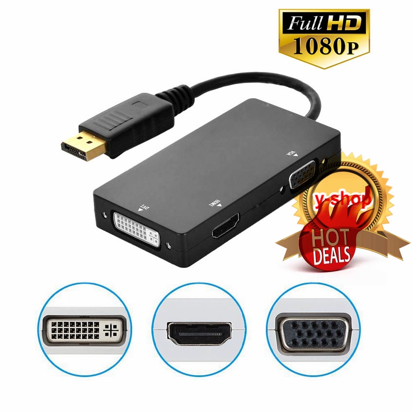 displayport dp to HDTV vga dvi 3in1 converter cable 20cm | Shopee Thailand