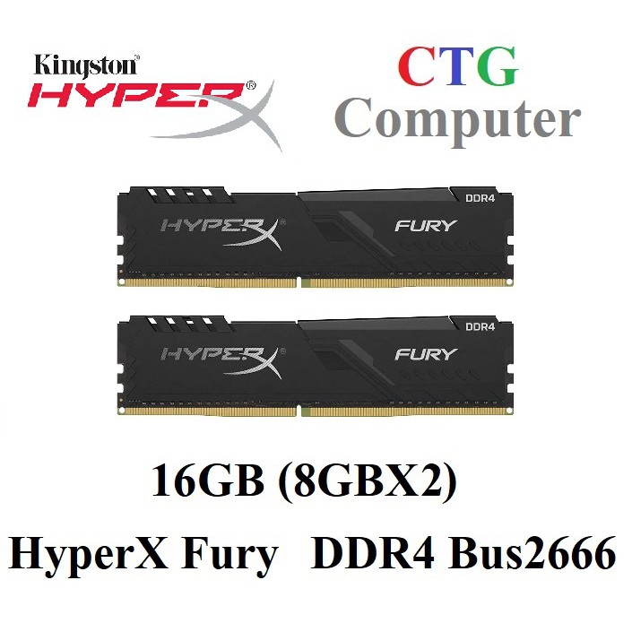RAM PC KINGSTON HyperX FURY BLACK 16GB (8GBx2) DDR4 BUS 2666 (HX426C16FB3K2/16) | Shopee Thailand