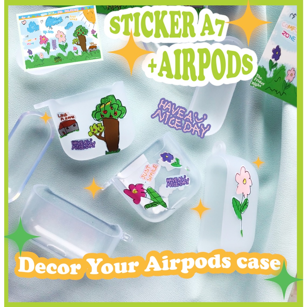 airpods + sticker ตกแต่ง | Shopee Thailand