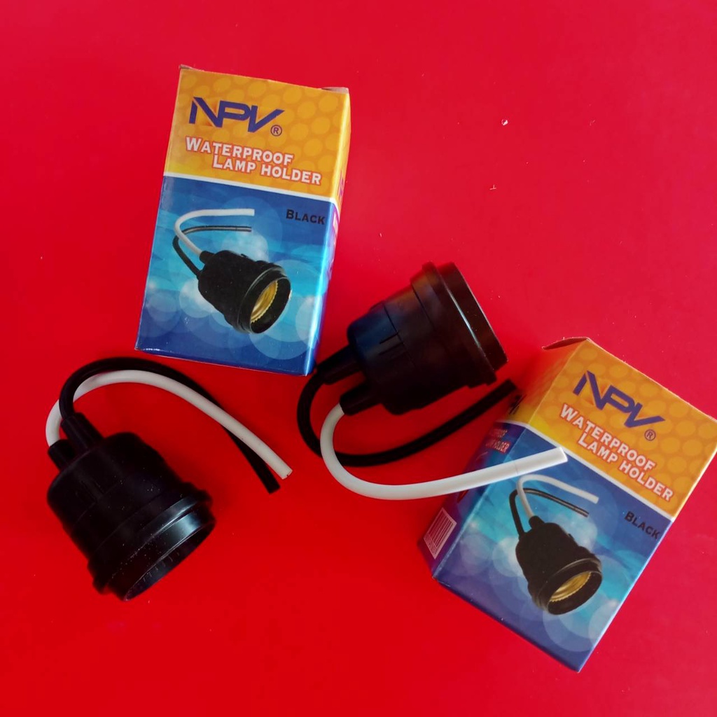 NPV ขั้วหลอดไฟ ขั้วยางกันน้ำ ขั้วห้อยยางกันน้ำ E27 สีดำ ทำจาก PVC คุณภาพดี ขั้วกันน้ำ ขั้วยาง ...