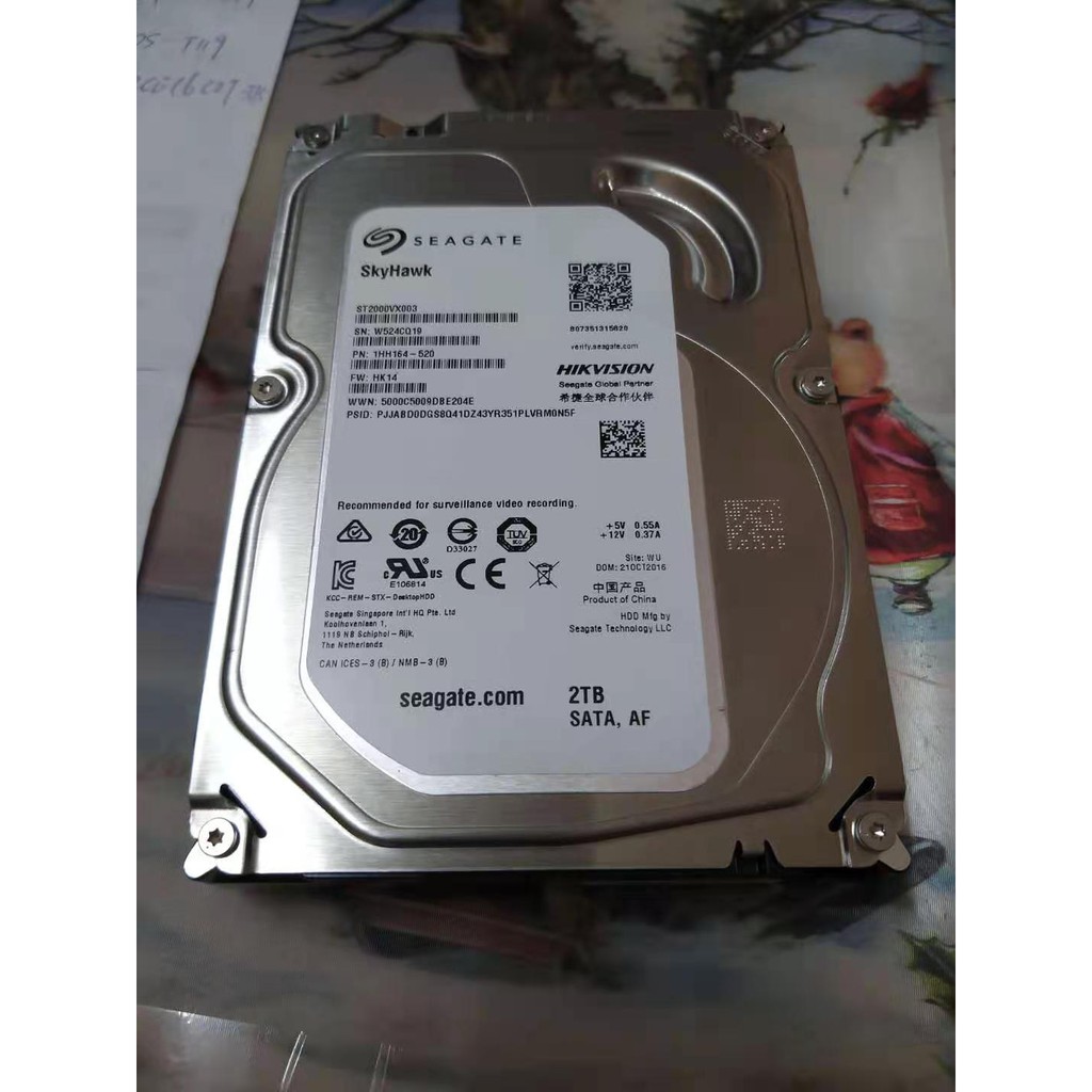 HDD Seagate SkyHawk ST2000VX003 SATA III 2 TB - For CCTV รับประกัน 1 ปี ...