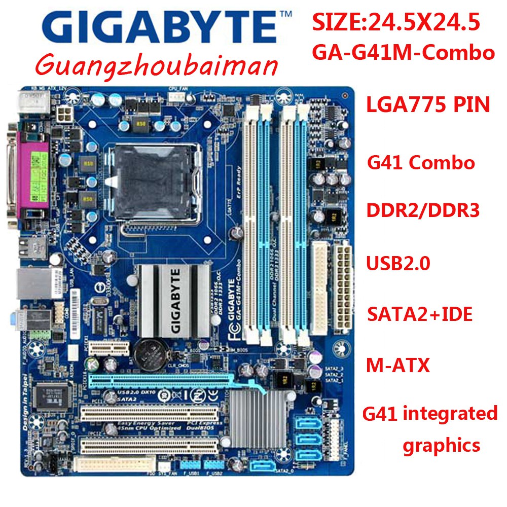 เมนบอร์ด GIGABYTE GA-G41M-Combo Intel G41 LGA 775 DDR2 & DDR3 8G มือสอง ...