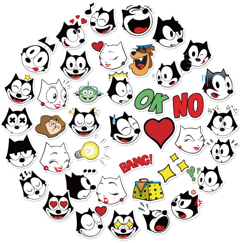 40pcs Felix The Cat Cute Cartoon Waterproof Scrapbook Stickers Shopee Thailand