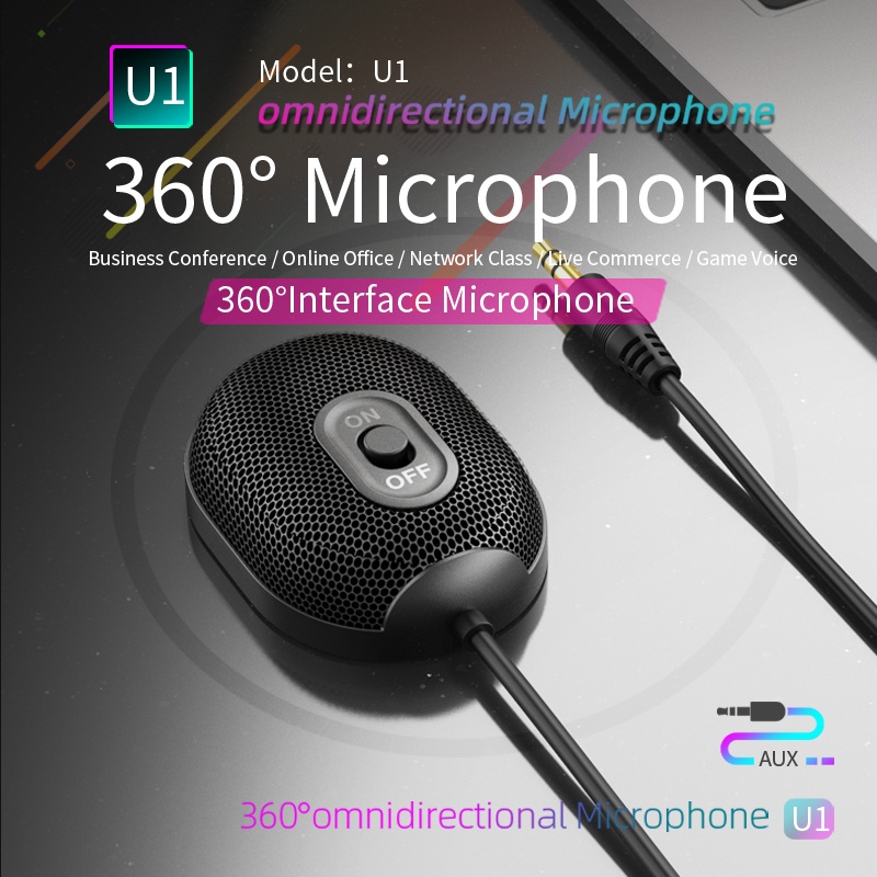 U1 Omnidirectional Microphone AUX 3.5mm Microfon Professional 360 ...