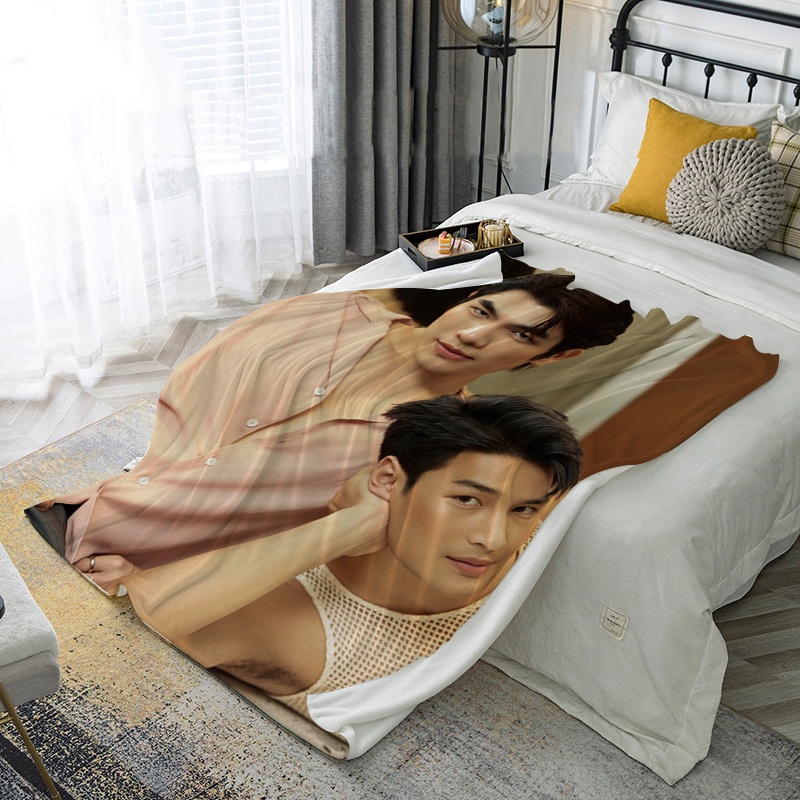 Kinnporsche ผ้าห่มสักหลาด 4 ขนาด ผ้าห่มเครื่องปรับอากาศ ผ้าห่มงีบหลับ ซีรีส์ไมล์ & Apo ด้านเดียว ...