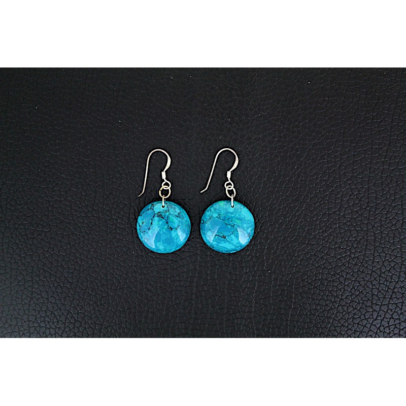 ต่างหูหินสี กลม 20 mm. ขอเกี่ยวเงินแท้ 925 หินเจียด้วยมือ Stone silver ...