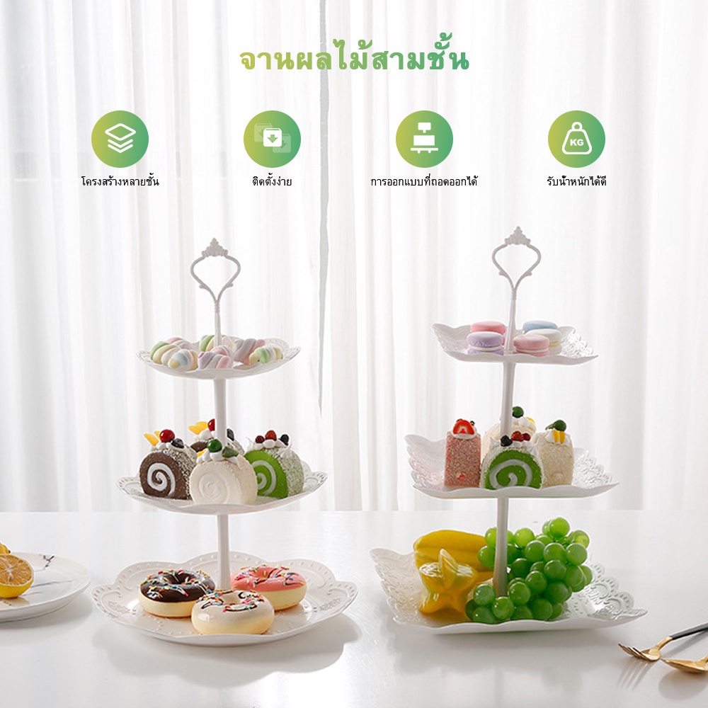 น้ำชายามบ่าย สไตล์ยุโรป จานขนม 3 ชั้น Afternoon Tea Shelf รูปร่างดอกไม้ ...