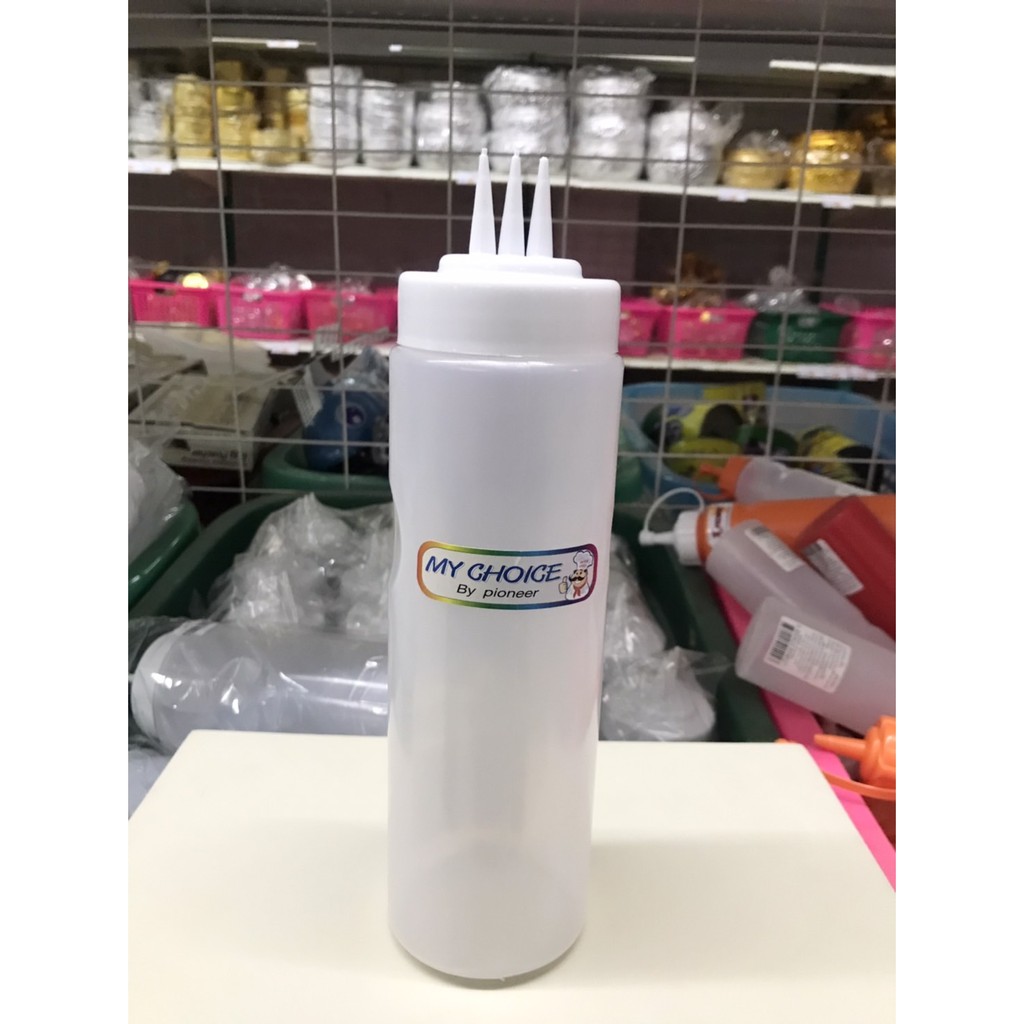 ขวดซอสสีใสบีบมือ ขวดซอสสีขาว 3 รู ความจุ 500ml. /700ml. /900ml. | Shopee Thailand