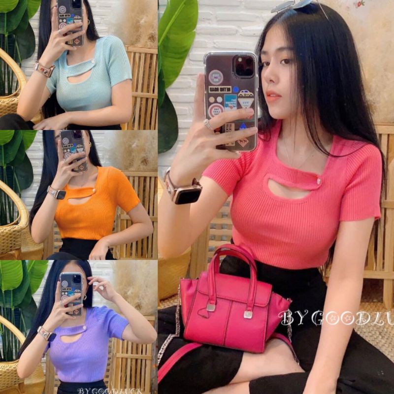 🌈MesubShop🌈 เสื้อไหมพรม กระดุม1เม็ด นุ่ม ใส่สบาย 🥰 กระดุม1เม็ด B-026-4-A | Shopee Thailand