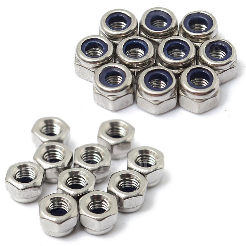 10Pcs M3-M10 Stainless Steel Nylon Screw Lock Hex Nut Insert Locking ...