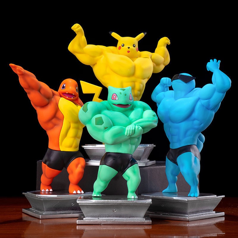 โมเดลฟิกเกอร์ Pokemon Muscle ฟิกเกอร์ปิกาจู Pikachu/Bulbasaur/Squirtle ...