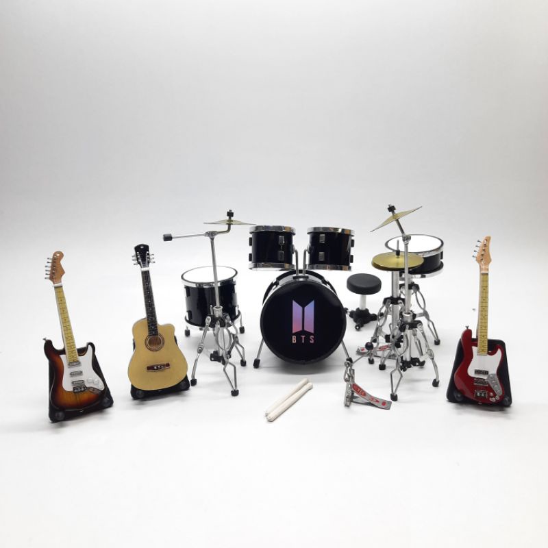 Bities ชุดกลองจิ๋ว ชั้นแขวนผนัง เก็บสะสม กีตาร์จิ๋ว โชว์ของขวัญวันเกิด ...
