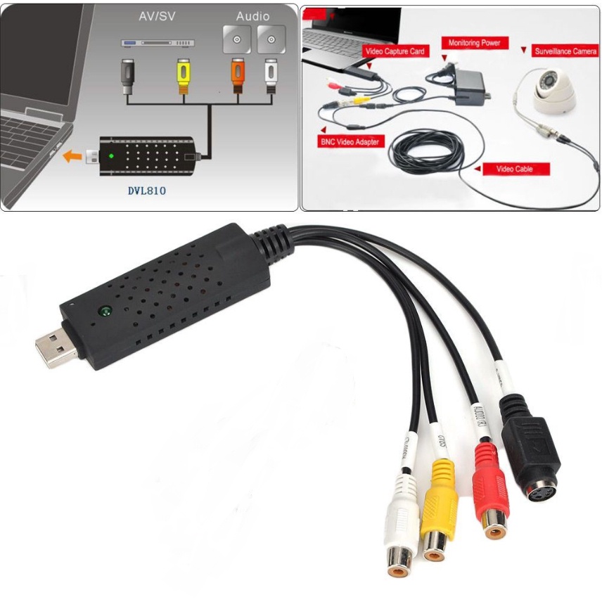 Video Capture AdapterDVR TV DVR VHS USB 2.0 Easycap 4 Channel Video ...