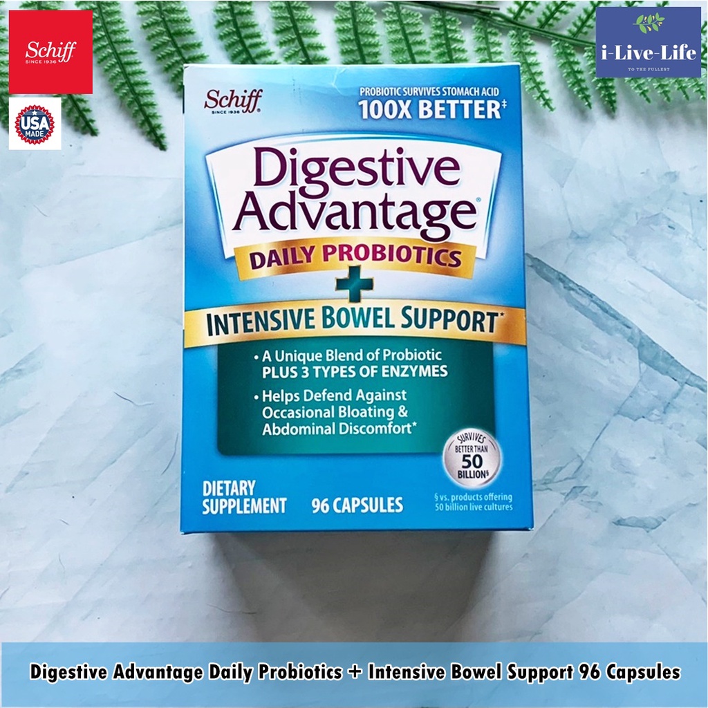 [Schiff] Digestive Advantage Daily Probiotics + Intensive Bowel Support ...